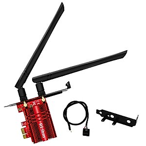 RLihm WiFi 6E AX5400 PCIe WiFi Card Intel AX210 Network Card with Bluetooth 5.2 Tri-Band 6G/5.8G/2.4GHz Wireless WiFi Network Card for Desktop PC Windows 10/11 64-bit MU-MIMO,Ultra-Low Latency