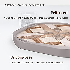 UMIRRO Absorbent Drink Coasters for Wooden Coffee Table Decor, Rustic Country Farmhouse Cup Coasters, Boho Tile Design, Brown, 4", Set of 4