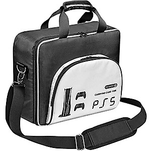 DEVASO PS5 Carrying Case, Travel Case for Playstation 5 Console and PS5 Disk/Digital Edition, Large Capacity Storage Bag for Games Accessories(Black&White)