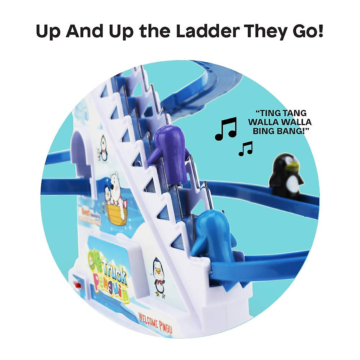 Boley Musical Penguin Roller Coaster - 11 Piece Set with Tiny Penguin Toys and Customizable Race Track