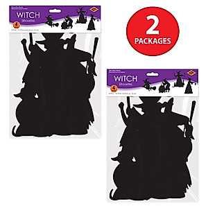 Beistle 8 Piece Black Witch Silhouette Cutouts, Halloween Party Decorations