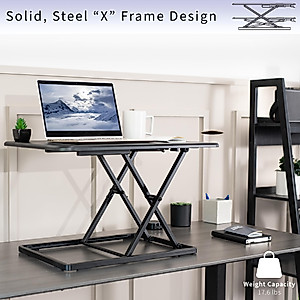VIVO Ultra-Slim Single Top Height Adjustable Standing Desk Riser, Compact Sit Stand Desktop Converter for Monitor or Laptop, Black, DESK-V001J