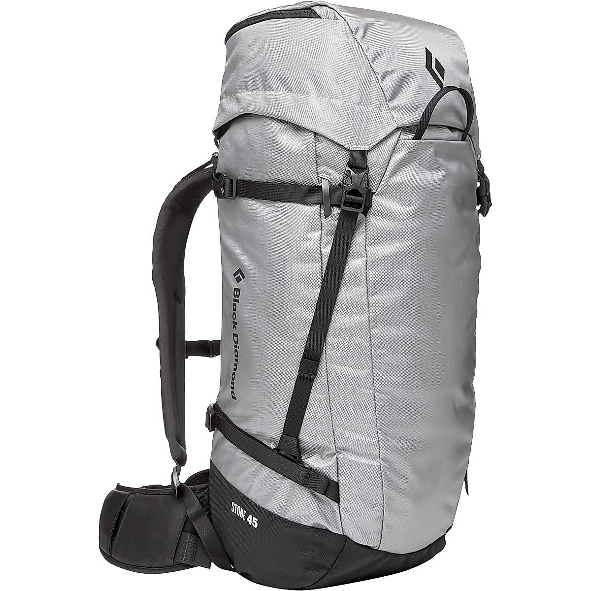 Black Diamond Unisex Stone 45 Liter Backpack/Gear-Pack with Padded Waistbelt a Removable Top, Nickel, Small/Medium