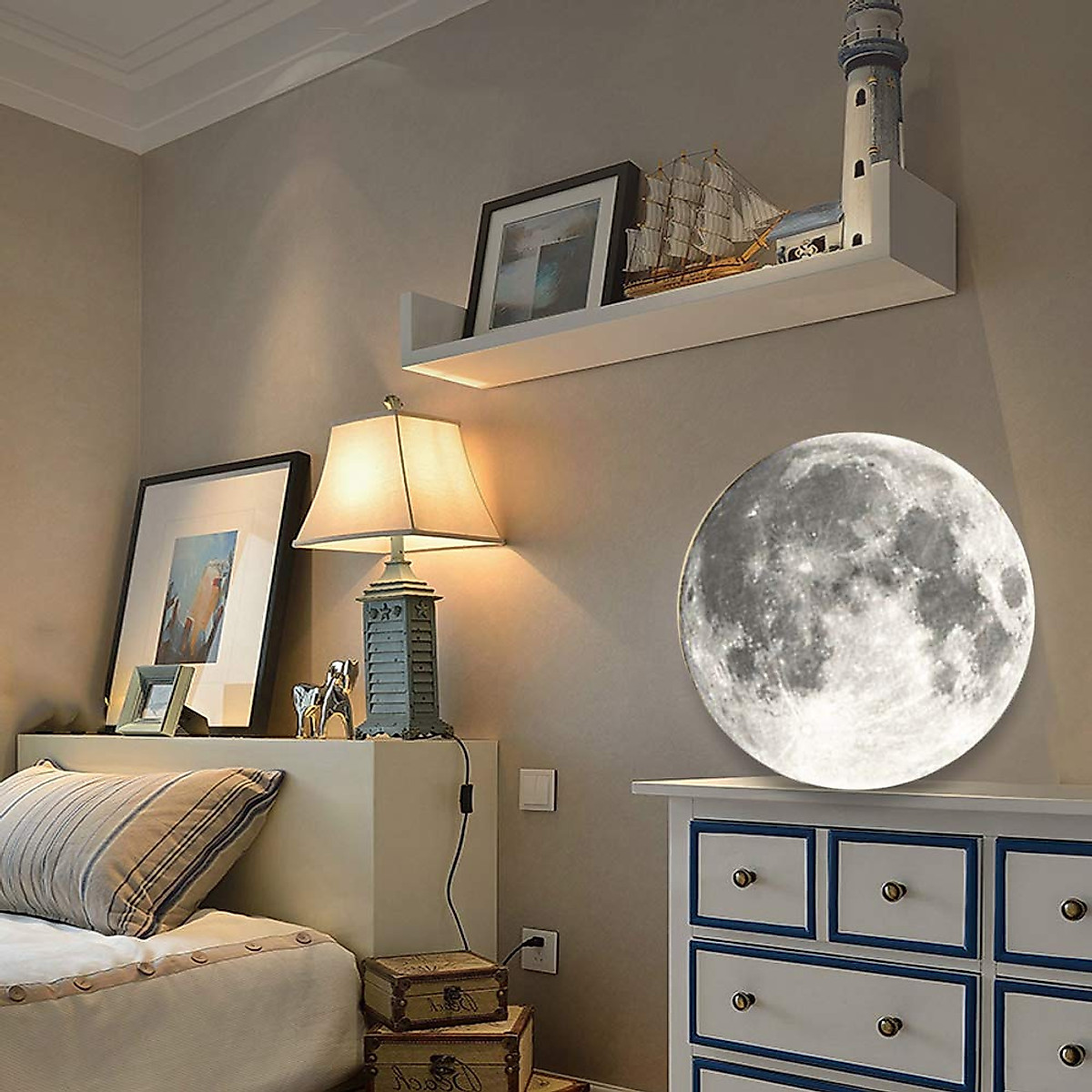 Zulux 3D Moon Lamp – 10” LED Moon Light Lamp Luna Moon Lamp with Remote Control and 12 Moon Phases, 3D Moon Night Light Moon Wall Light Best Birthday Christmas Gifts for Kids