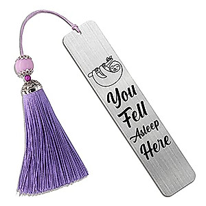 DYJYBMY You Fell Asleep Here, Metal Bookmark, Engraved Bookmark, Teacher Gift, Book Club Gifts, Wedding Party Gift, Gift for Women Men Book Lover Friends Librarian