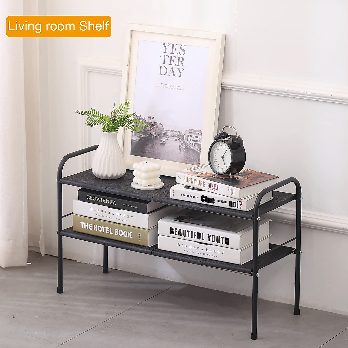 AJSWISH Under Sink Organizers and Storage, Expandable Kitchen Cabinet Shelf Organizer Rack with Removable Panels for Kitchen Bathroom Storage 2-Tier 8 Panels