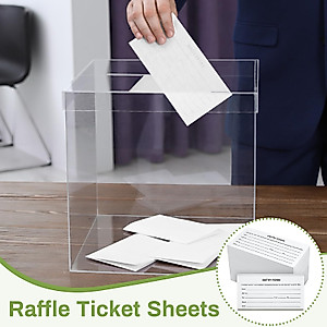 Yeaqee 800 Pcs Raffle Ticket Sheets 5.12'' x 2.76'' Raffle Tickets for Contests Blank Entry Forms Collect Name Address Phone Number Email for Lotteries Prize Game Ballots School Events(White)