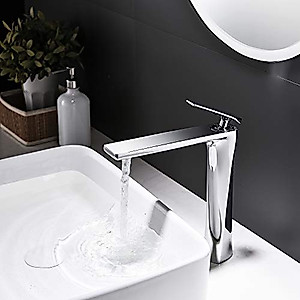 JOMOLA Vessel Sink Faucet Bathroom Single Handle Lavatory Vanity Sink Faucets One Hole Deck Mount Basin Mixer Tap Brass Chrome Tall