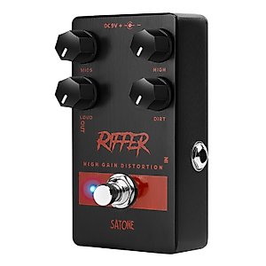 Satone S811 Riffer High Gain Distortion Electric Guitar Effect Pedal - High Gain Distortion Effect Preset Acoustic Metal Pedal with True Bypass
