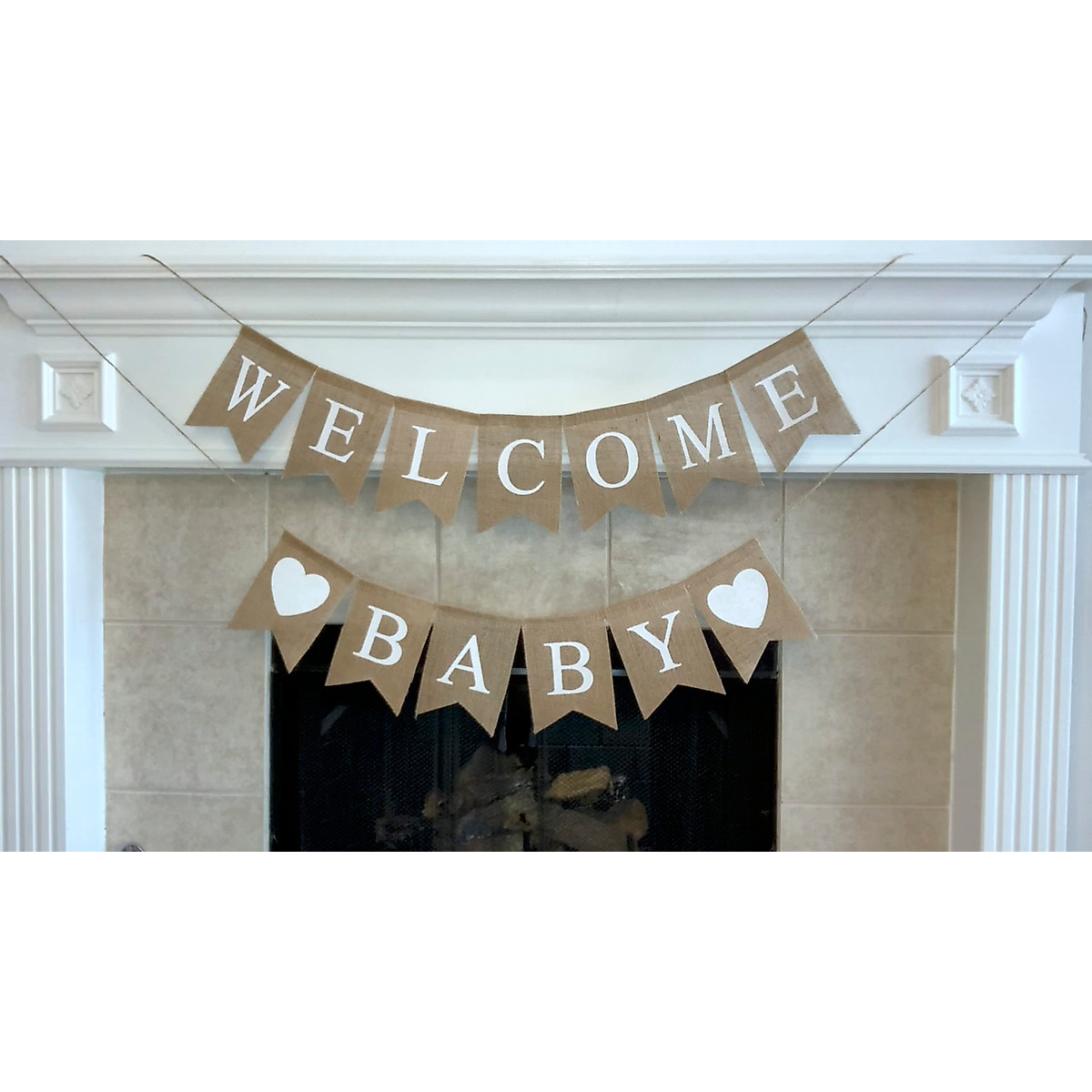 Shimmer Anna Shine Welcome Baby Burlap Banner for Baby Shower Decorations and Gender Reveal Party