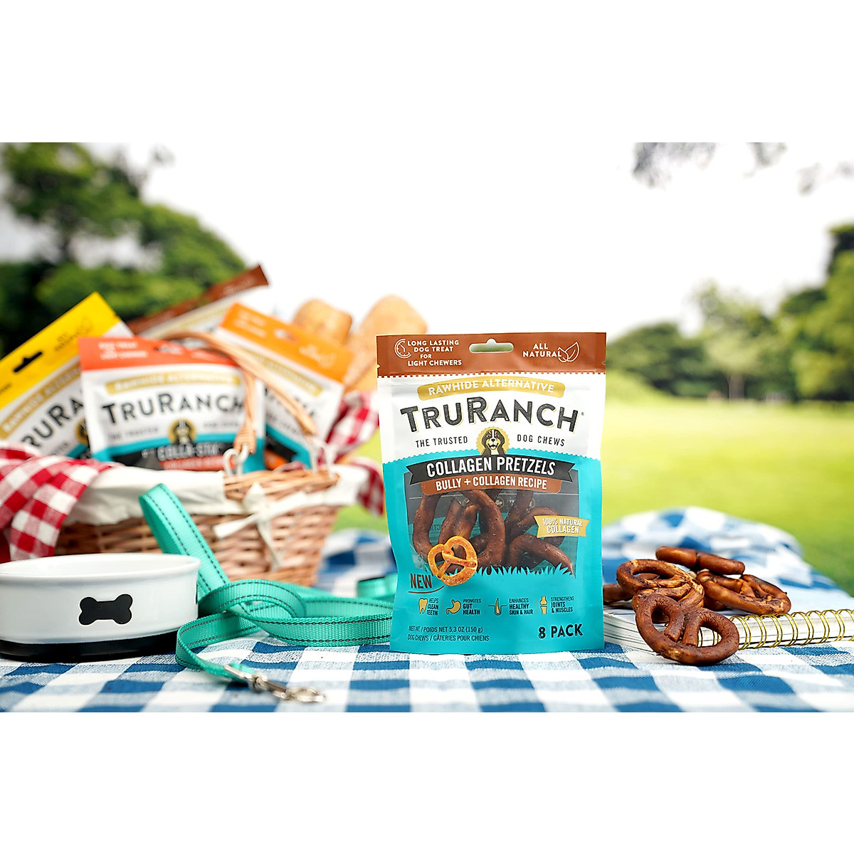 TRURANCH Collagen Pretzels, Bully, Healthy Joint Support Dog Treat, Rawhide Alternative, Skin & Coat Health, 1 Bag, 8 Count