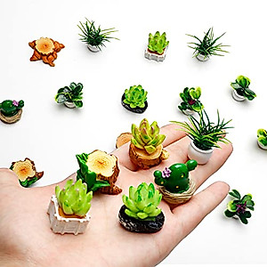 16Pcs Miniature House Plants Accessories Mini Potted Plants Bonsai Plant for Mini Garden Fake Greenery Decoration Boys Girls