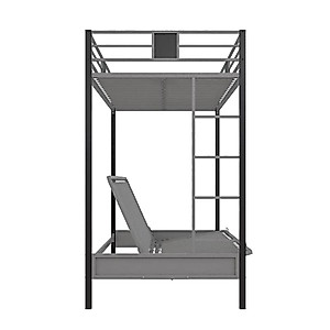 DHP Silver Screen Metal Bunk Bed with Ladder, Black, Twin