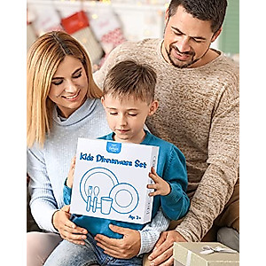 Lehoo Castle Kids Plates and Bowls Sets, 5 Piece Baby Feeding Set - Includes Plate, Bowl, Cup, Fork and Spoon Utensil Flatware, Kids Dinnerware Set for Kids, Toddlers (Dinosaur)