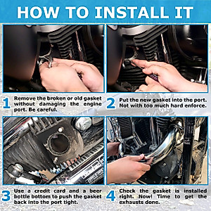 vanjoy Exhaust Gasket for Harley, Made of Graphite and Steel Mesh for 1984-later Most Harley Davidson Bikes, Touring, Sportster, Dyna, Softail, Evo, etc. 1 Pair 2pcs