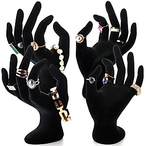 Mezchi 4 Pack Hand Ring Holder, Polyresin Mannequin Hand, Ok Gesture Ring Display Stand, Hand Form Jewelry Organizer for Ring Bangle Bracelet Hand Chain, Finger Ring Display, Photo Props