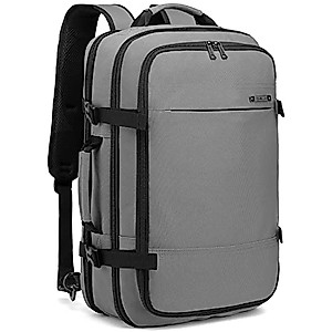TUGUAN 17 Inch Laptop Backpack 36L Small Computer Backpack with USB Charging Port Gray Business Laptop Backpacks for Men Expandable Work Backpacks for Women - Suitable for Work and Commuting