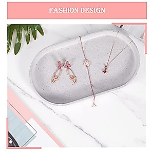 Bathroom Vanity Tray Toilet Tank Oval Storage Tray Resin Handmade Bathtub Kitchen Dresser Countertop Organizer(Gray)