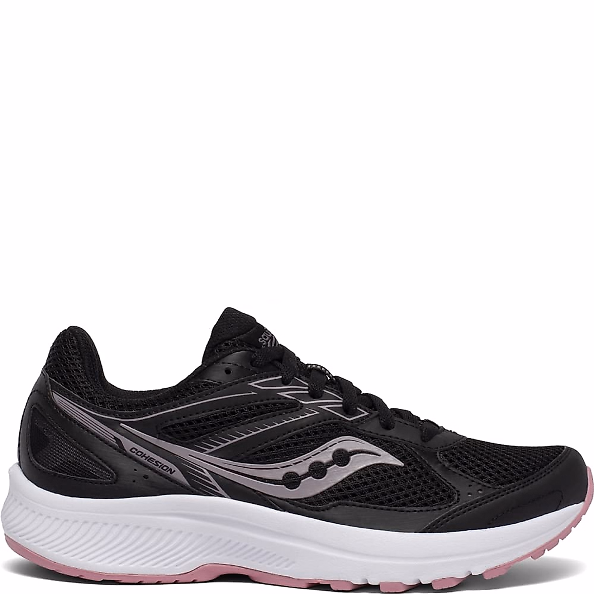 Saucony Women's Cohesion 14 Running Shoe, Black/Pink, 8.5