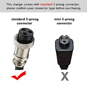 E100 E225 Electric Scooter Battery Charger for Razor E200 E200S E175 E300 E125 E150 E325 E500 E225S E100S E300S E500S E325S MX350 MX400 ZR350 PR200 Pocket Sports Mod, Dirt Quad Bike 3-Prong Inline
