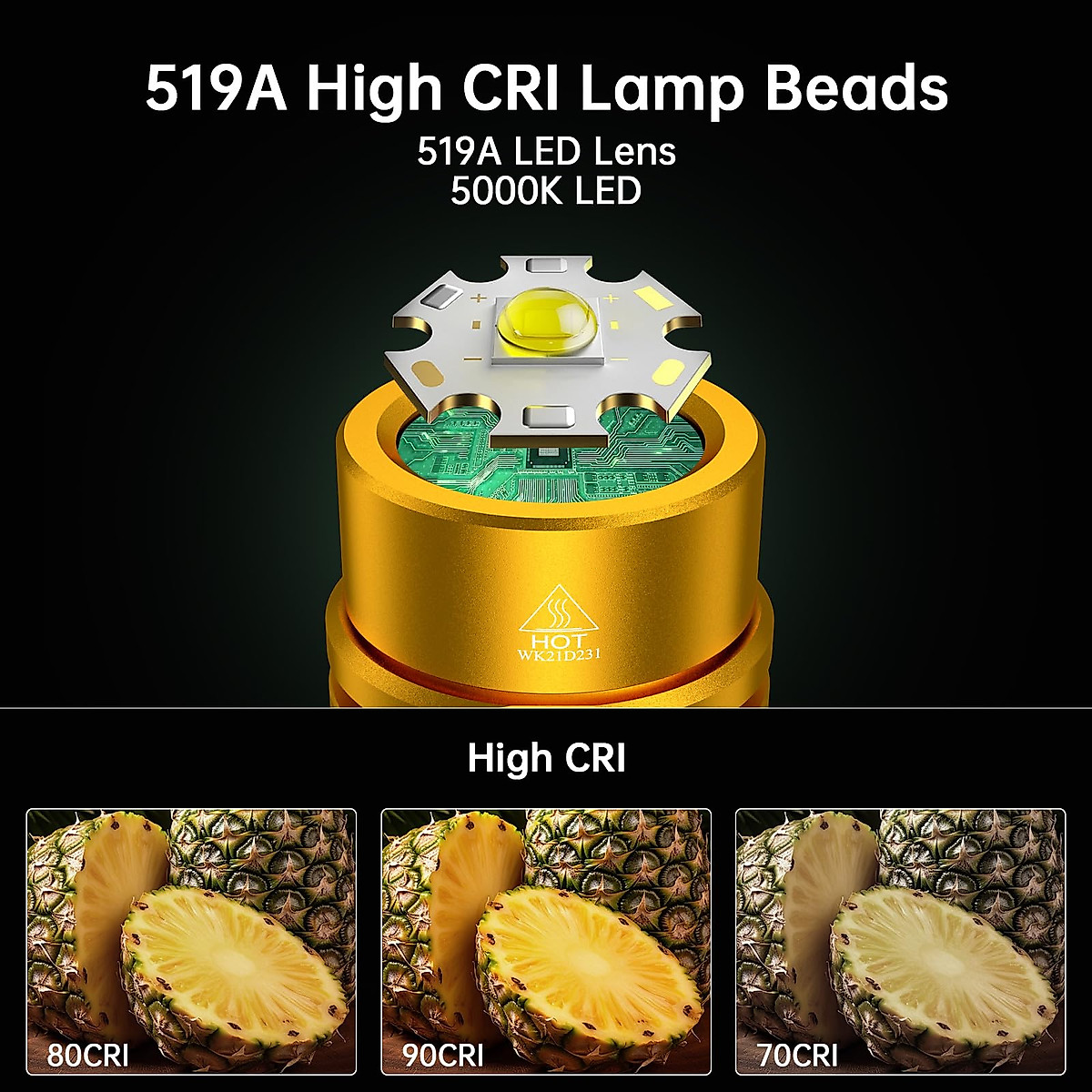 Wurkkos WK03 Pocket Flashlight Rechargeable, 1200 High Lumens Super Bright LED Flashlight with 6 Modes, High CRI 519A LED, IP68 Waterproof, Small Powerful Flashlight for Home, Emergency, Camping