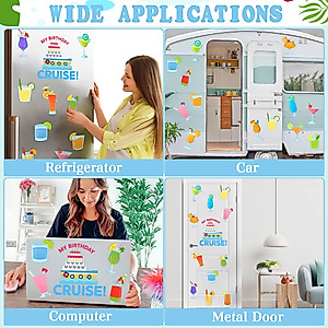 AsodSway 21Pcs Summer Drink Cruise Door Decorations My Birthday Tropical Magnetic Creative Cruise Magnets Door Carnival Ship Car Refrigerator Laptop Accessories Hawaiian Lemon Cocktail Birthday Decor