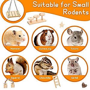 Smangy Hamster Toys 12pcs, Guinea Pig Toys, Wooden Hamster Accessories for cage, Guinea Pig Chew Toys, Chinchilla Toys and Apple Wood Sticks Molar Teeth Care for Dwarf Hamsters, Gerbil, Rabbit, Bunny