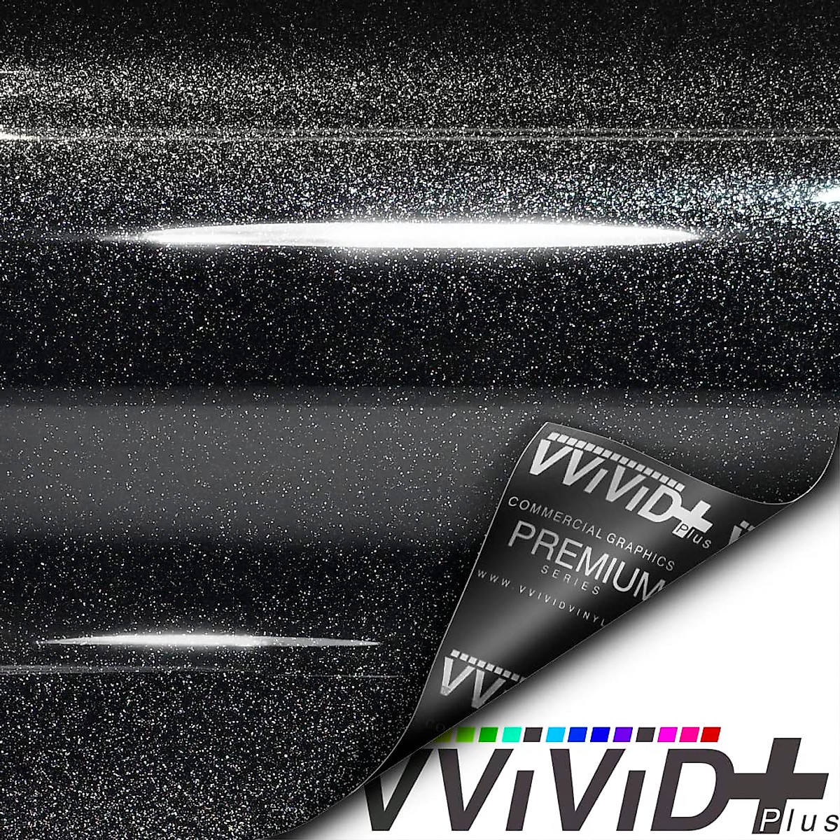 VViViD+ Ultra Gloss Metallic Premium Vinyl Car Wrap Film (1ft x 5ft, Gloss Heavy Metal Black)