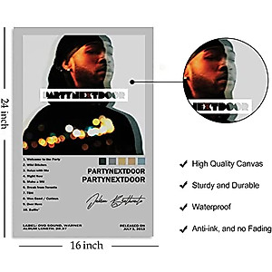 HEMTIK PartyNextDoor Poster Album Cover Poster Wall Art Canvas for Office Decor Unframed 16" x 24"