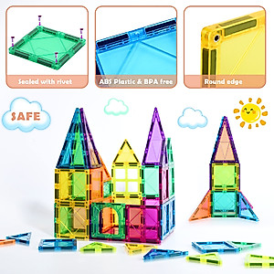 cossy 60 Pcs Magnet Tiles Magnetic 3D Building Blocks Set Educational Construction Toys for 3+ Year Kids with Stronger Magnets, Rivets-Fastened, Educational,Recreational, Conventional