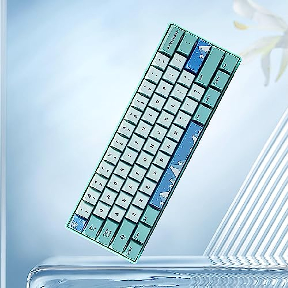 BOYI 61 Mini RGB Wired 60% Hot-Swappable Mechanical Gaming Keyboard,PBT Sublimation Keycaps NKRO Programmable Type-C Keyboard for Gaming and Working(BOYI Iceberg Snow Theme,Cherry MX Brown Switch)