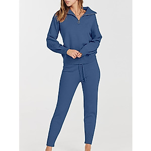 ANRABESS Women's Two Piece Outfits Sweater Sets Long Sleeve Zip Up Knit Pullover Jogger Pants Tracksuit 2024 Fall Lounge Sets Small
