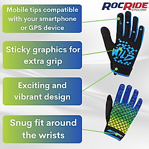 RocRide Animalz Full Finger Mens Cycling Gloves with Screen Compatible Tips. Mountain Biking, Road and BMX. Expressive Animal Print Designs.