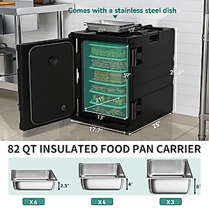 YITAHOME Insulated Food Pan Carrier, 82 Qt LLDPE Hot Box for Catering w/Stainless Steel Pan, Portable Food Warmer Box for 5 Full-Size Pans, Ideal for Restaurant Family Gathering