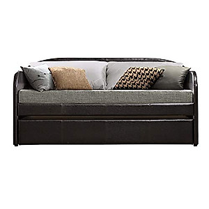 Lexicon Roland Faux Leather Daybed with Trundle in Dark Brown