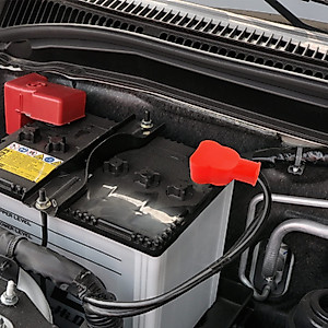 4PCS Battery Terminal Covers,Insulating PVC Battery Terminal Protector,Black&Red Marked Positive and Negative Car/Marine Battery Terminal Cover Kit