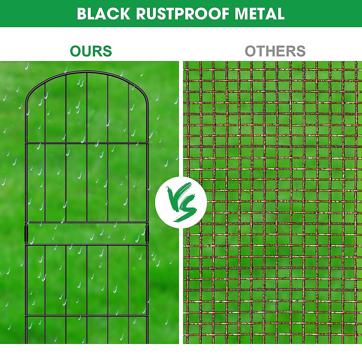 OUSHENG 38in (H) Decorative Garden Fence Fencing, 10ft (L) Rustproof Metal Wire Border Animal Barrier with Plastic Stakes for Dog Yard Patio Outdoor, Arched