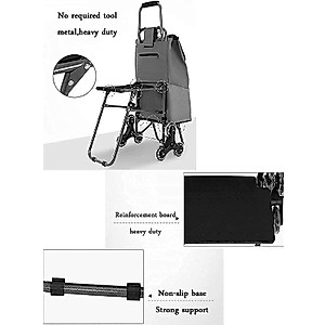 Shopping Trolley on Wheels Portable Shopping Cart Convenient Multi-Function Shopping Cart Climbing Stairs Folding Luggage with Chair Portable Side Bag Density Hand Trucks