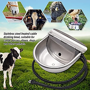 KHEARPSL Automatic Heated Water Bowl Heated Pet Dog Bowl Thermal-Bowl Livestock Water Trough Heated Waterer for Dog Cattle Horse Chicken Pig Goat (Curved Bottom)