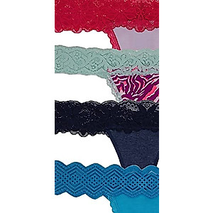 Womens Cotton Thong Underwear Pack - Sexy Lace Breathable Soft Stretch T-Back Hollow Out Bikini Panties X-Large