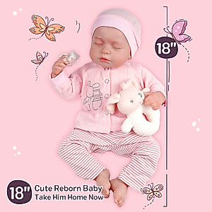 JIZHI Lifelike Reborn Baby Dolls - 18 Inch-Soft Body Realistic-Newborn Baby Dolls American Sleeping Girl Real Life Dolls with Clothes and Toy Accessories Gift for Kids Age 3+