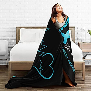 Hope for A Cure Cervical Cancer Awareness Blanket Printed Flannel Throw Blanket 80"X60" Anti-Pilling Blanket Bed Sofa Living Room Bedroom