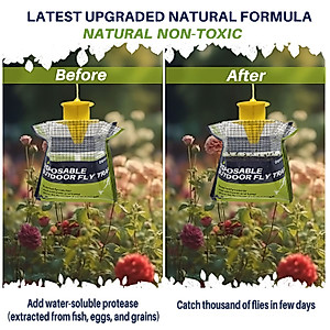 Enposmre 4 Pack Fly Traps Outdoor Hanging Disposable Fly Bags Trap, Effective Fly Catcher with Bait, Fly Killer for Patio, Chicken Coops, Horse Stables, Barns