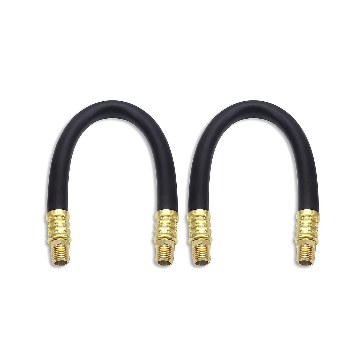 QWORK Air Compressor Hose, 3/8" X 15" Air Hose, 300 PSI Max Working Pressure, 1/4" Male NPT To 1/4" Male NPT Connections, 2 Pack