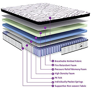 Teoanns Queen Mattress, 10 Inch Memory Foam Mattress in a Box, Individually Wrapped Coils Pocket Springs Hybrid Mattress, Medium Firm for Supportive and Pressure Relief, 100-Night Trial
