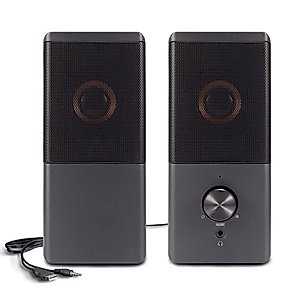ROSON Computer Speaker, Compact Size Speaker with Headphone Jack, Enhanced Bass and Volume Control, Stereo 2.0 USB Powered 3.5mm Aux Multimedia Speakers for Laptop/Desktop/Tablets/Phone