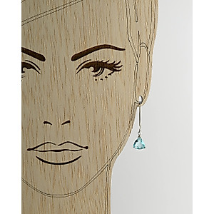 Handmade Dangle Earrings for Women - Aquamarine Blue Quartz Sterling Silver Earrings in Gift Box - Sparkly Blue Quartz Trillion - Lightweight Dangling Earrings - Trendy Long Dangly Drop Earrings