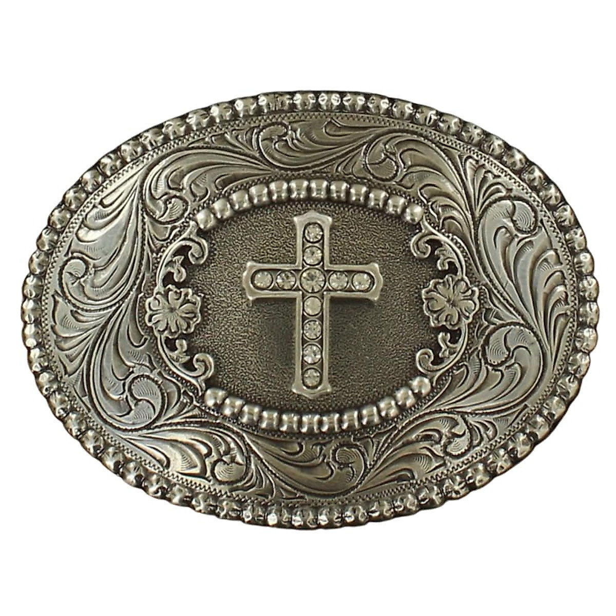 Nocona Women's Rhinestone Cross Belt Buckle Silver One Size