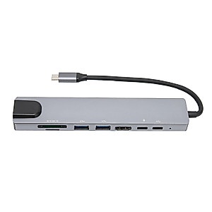 Gaeirt USB C Hub, 8 in 1 USB Adapter with 2 USB Ports/4K HDMI/RJ45 Network Port/TF SD Card Reader, 8 Ports USB Type C to USB Hub Adapter, Portable USB Splitter USB Docking Station for Laptop