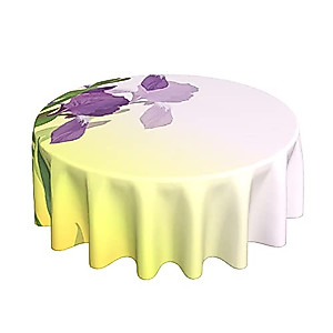 SARNFANS Spa Tablecloth,Basalt Stones Theraphy Relaxing,Round 60 x 60 Inch Table Cover Polyester Stain and Wrinkle Resistant Table Cloth for Kitchen Dining Coffee Party,Multicolor